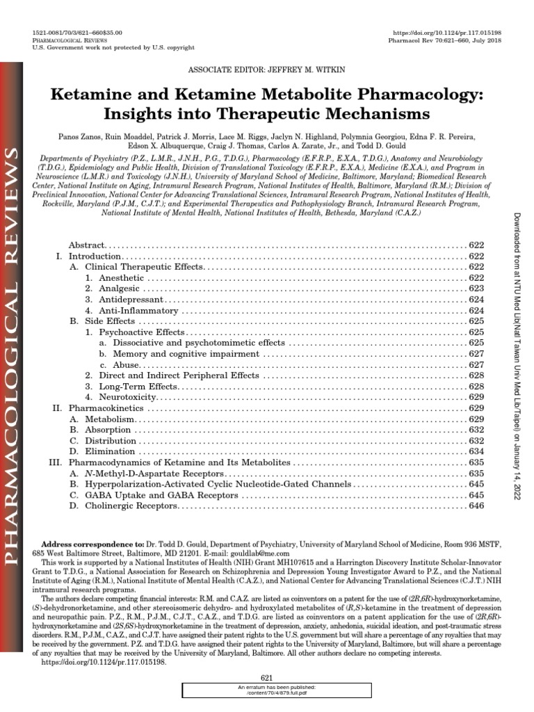 Ketamine and Ketamine Metabolite Pharmacology | PDF | Inflammation | Interleukin 6