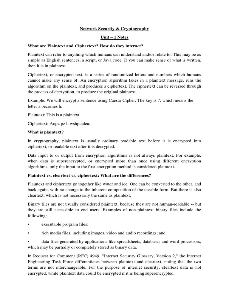 NSC Notes | PDF | Encryption | Key (Cryptography)