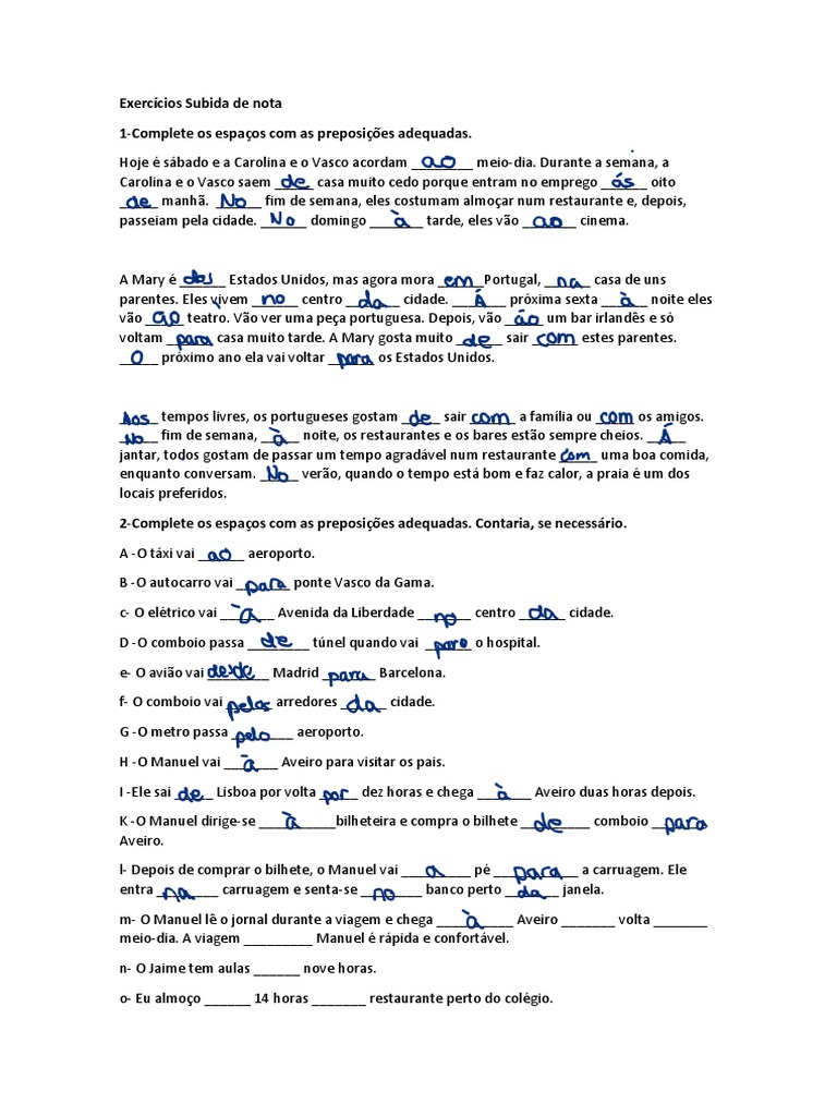 Exercícios Subida de Nota | PDF
