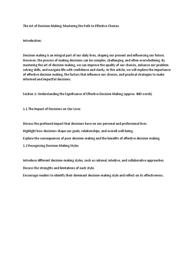 The Art of Decision Making | PDF
