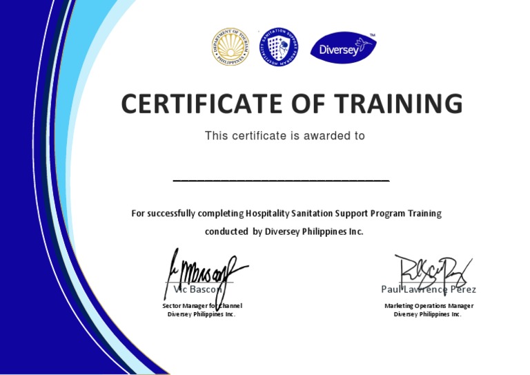Certificate of Training-Diversey Phil | PDF