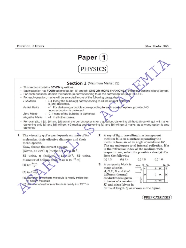 Jee Advanced Mock Test 6 | PDF Jee Advanced Mock Test 6 | PDF