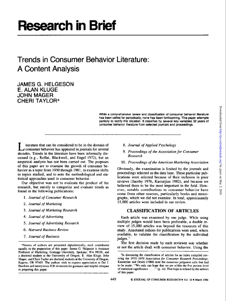 Trends in Consumer Behavior | PDF | Social Science