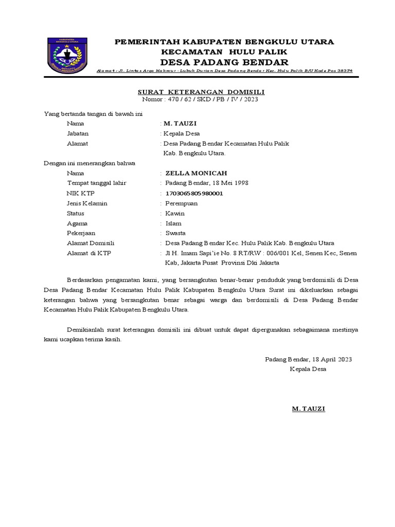 Surat Keterangan Domisili | PDF