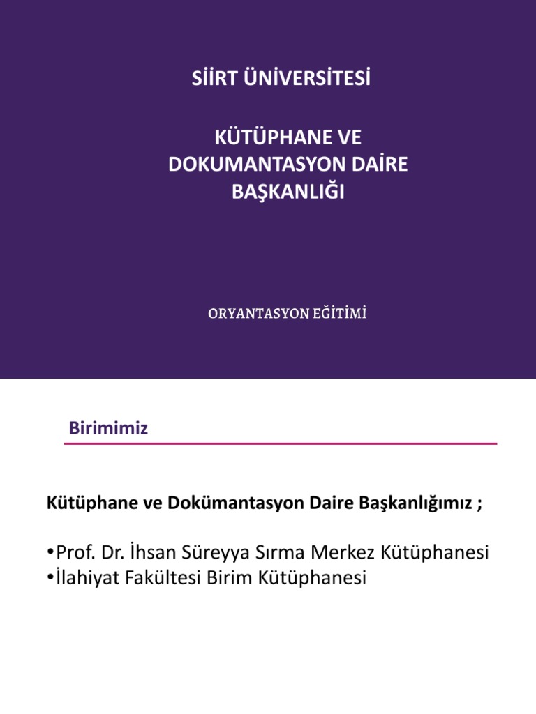 Kutuphane Oryantasyonu Siirt 20211018164356705 | PDF