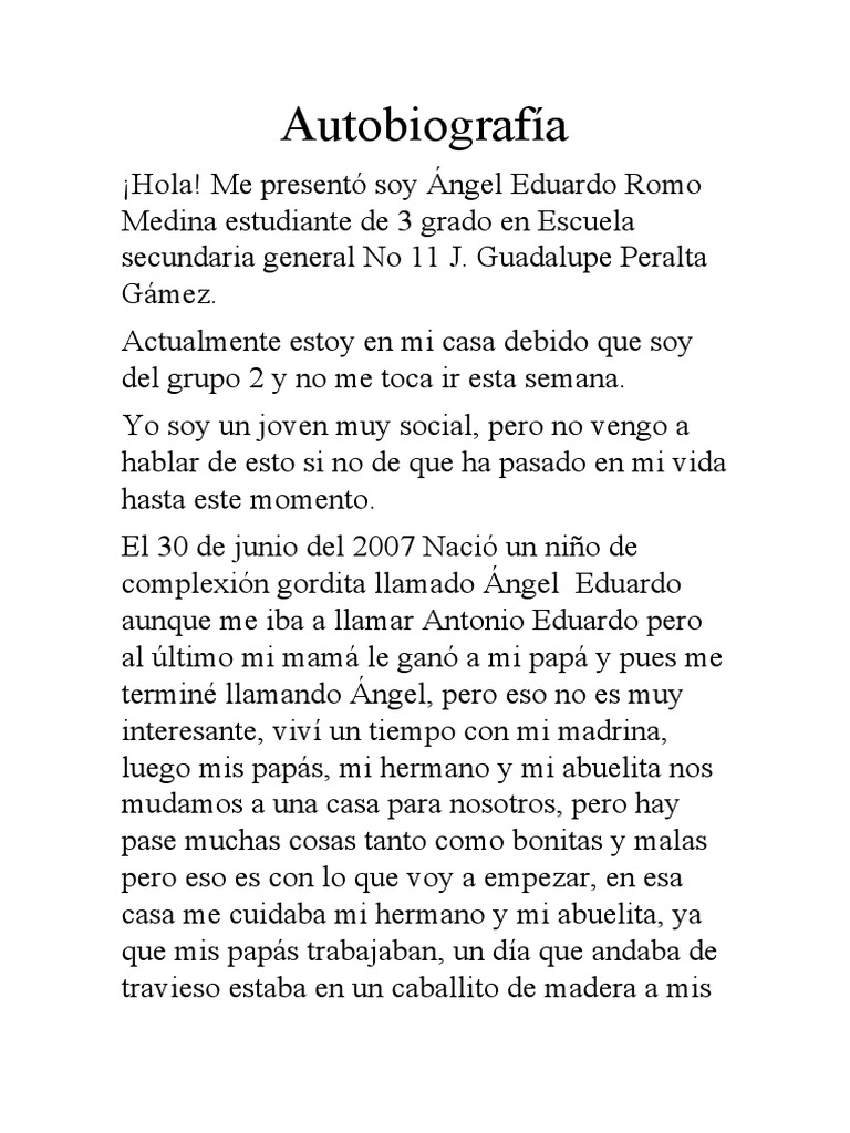 AUTOBIOGRAFÍA | PDF | Educación de la primera infancia