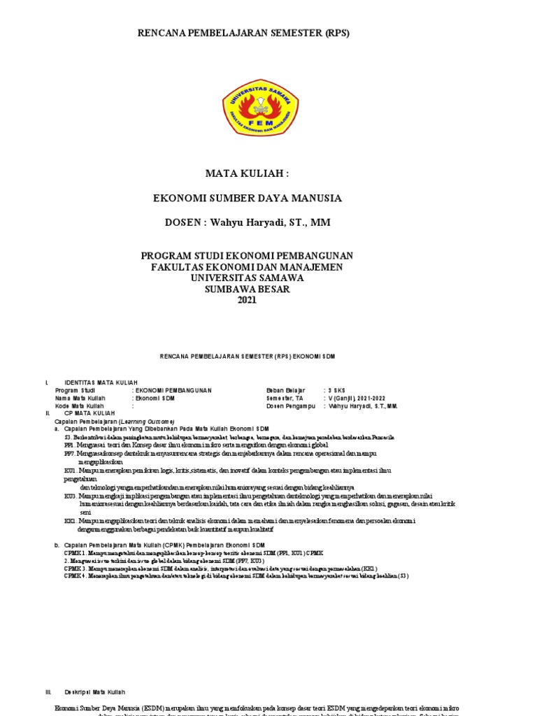 RPS Eknomi SDM | PDF