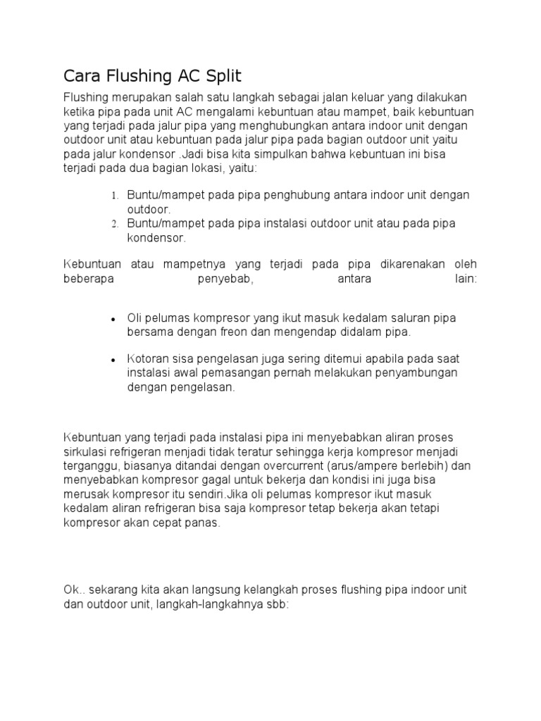 Cara Flushing AC Split | PDF