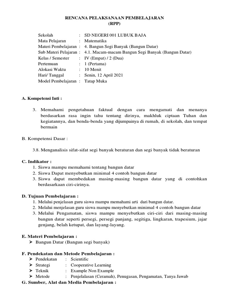 Matematika SD Kelas IV Semester 2 Bangun Datar | PDF