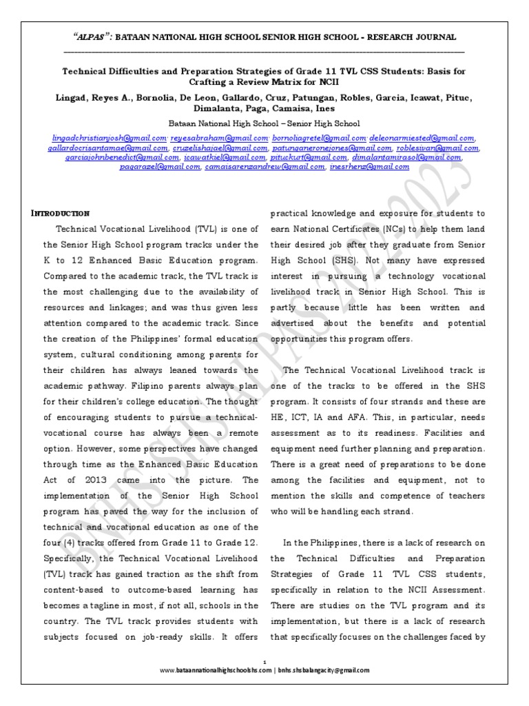 PR 1 - 11 TVL - 1 (CSS) - Group 3 Research ALPAS | PDF | Vocational ...