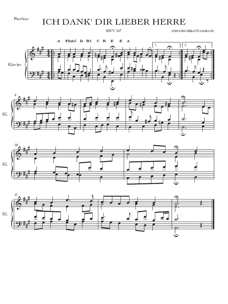 Ich Danke Dir Lieber Herre - Partitur | PDF