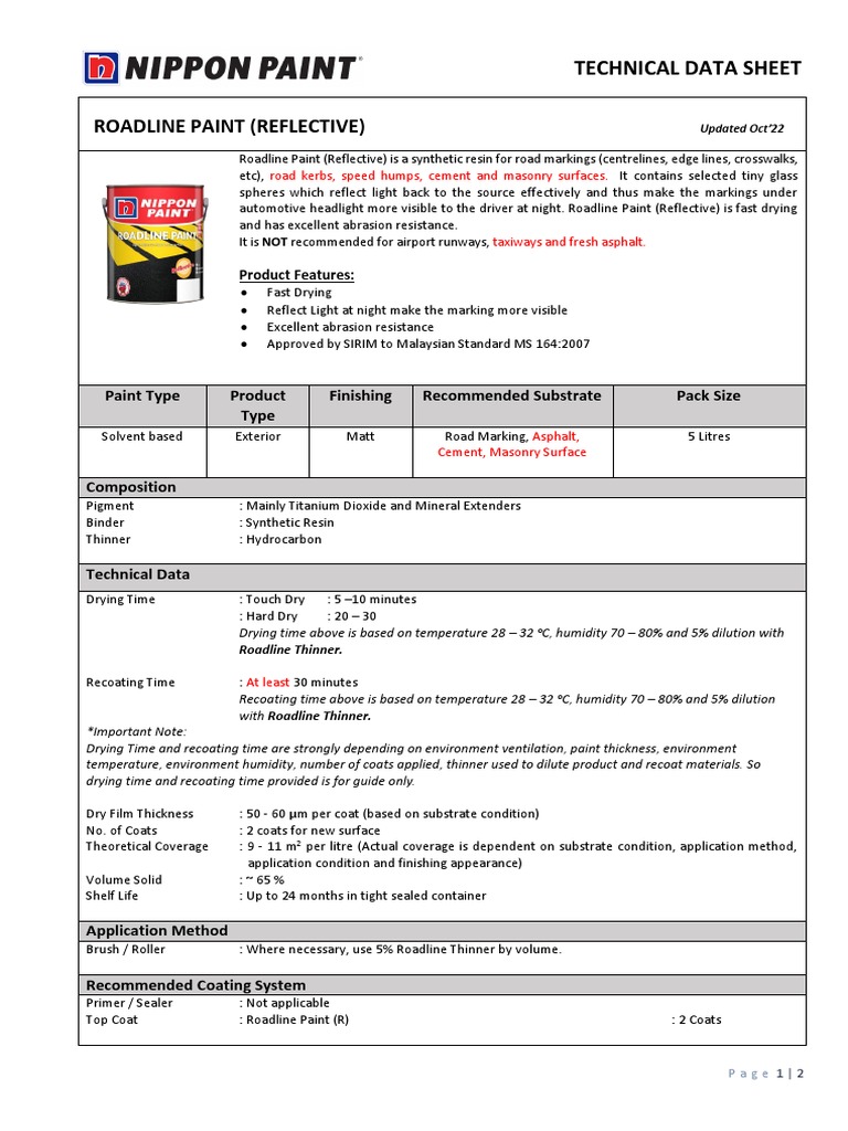 Reflective Roadline Paint Specifications | PDF | Paint | Asphalt