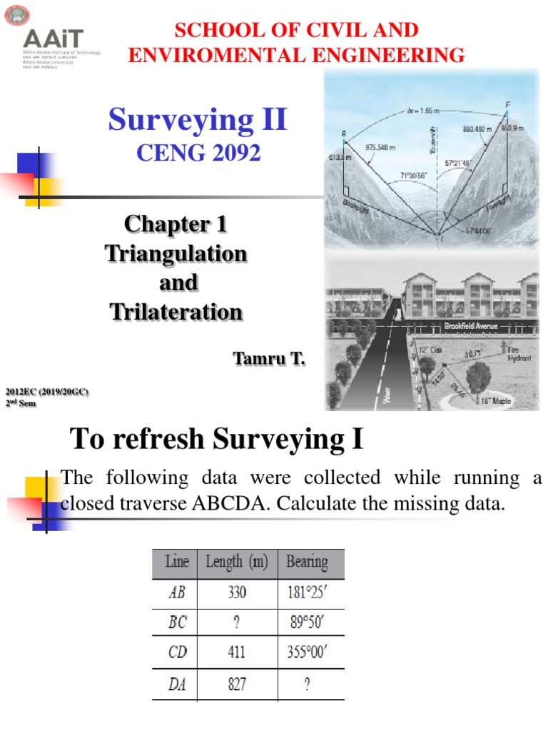 Chapter 1 - Triangulation and Trilateration | PDF | Surveying | Triangle