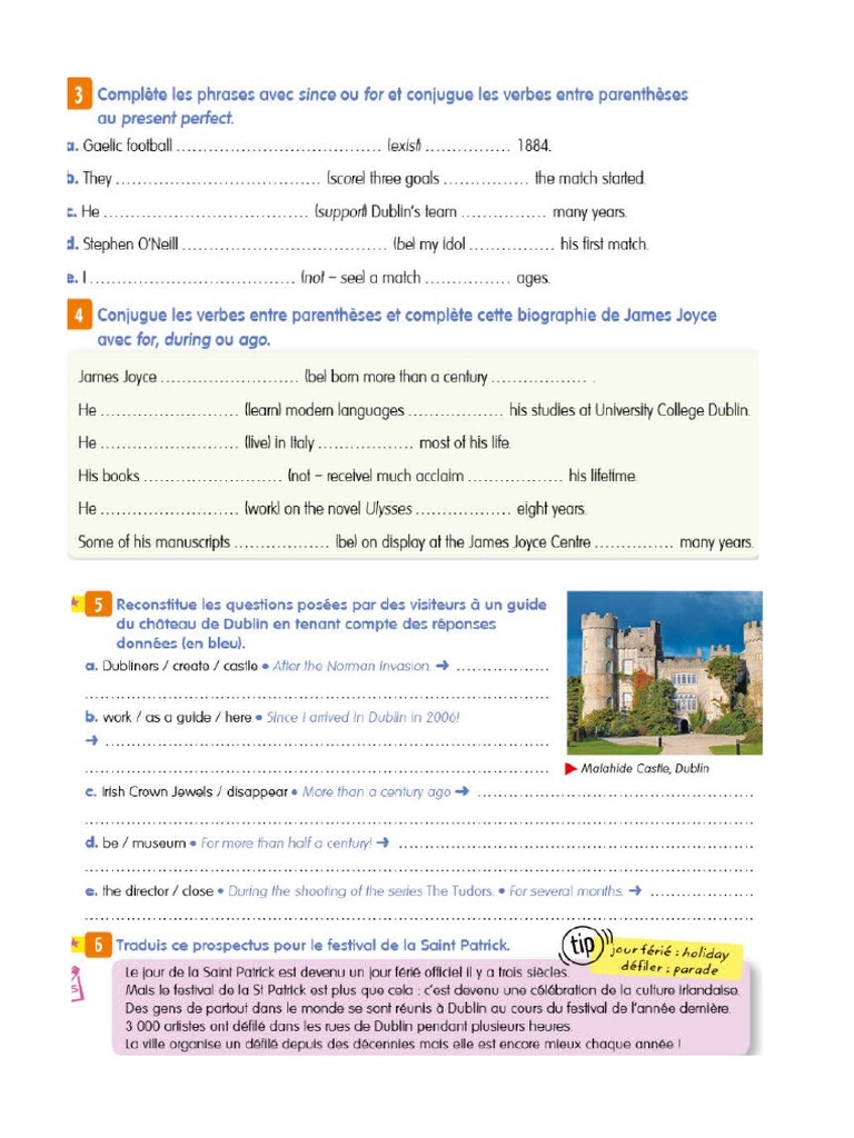 Present Perfect Preterit Et For Since Ago Exercices | PDF