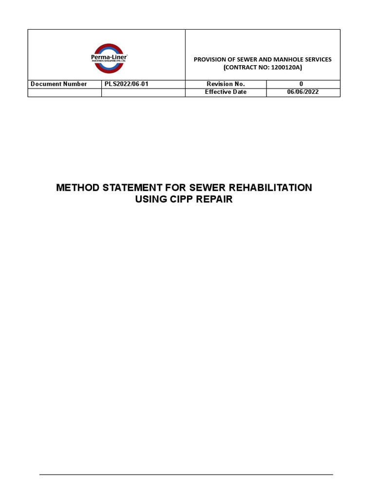 Method Statement For Cipp | PDF | Sanitary Sewer | Civil Engineering