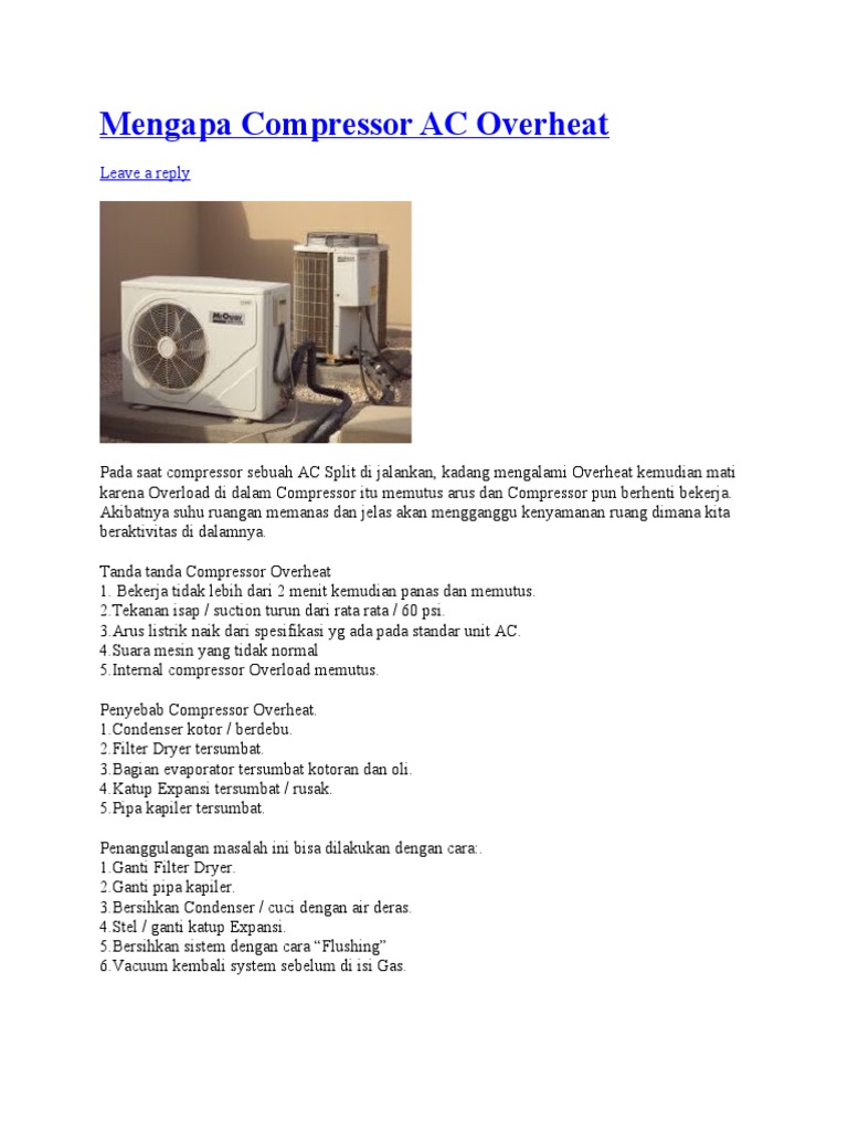 Mengapa Compressor AC Overheat | PDF | Griya & Taman | Sains & Matematika