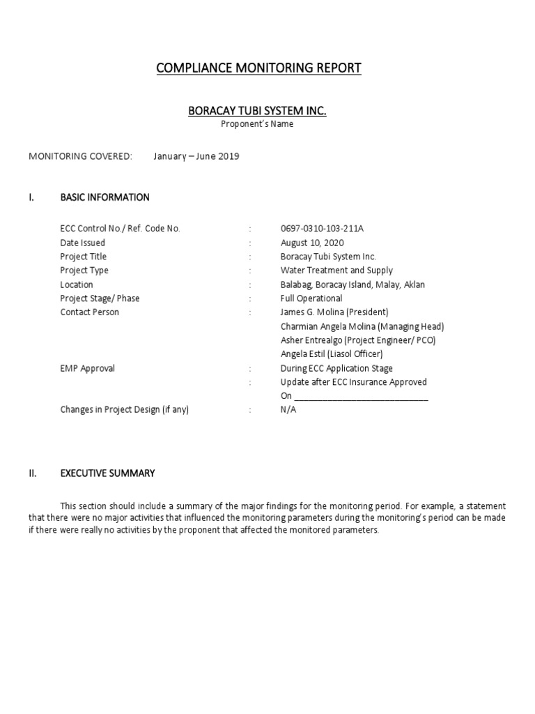 COMPLIANCE MONITORING REPORT - Jan-Jun 2019 | PDF