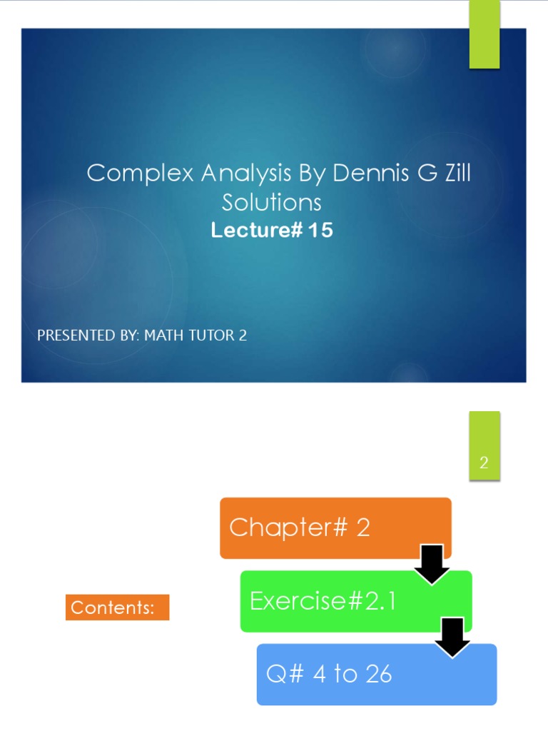 Complex Analysis by Dennis G Zill Lec#15 | PDF