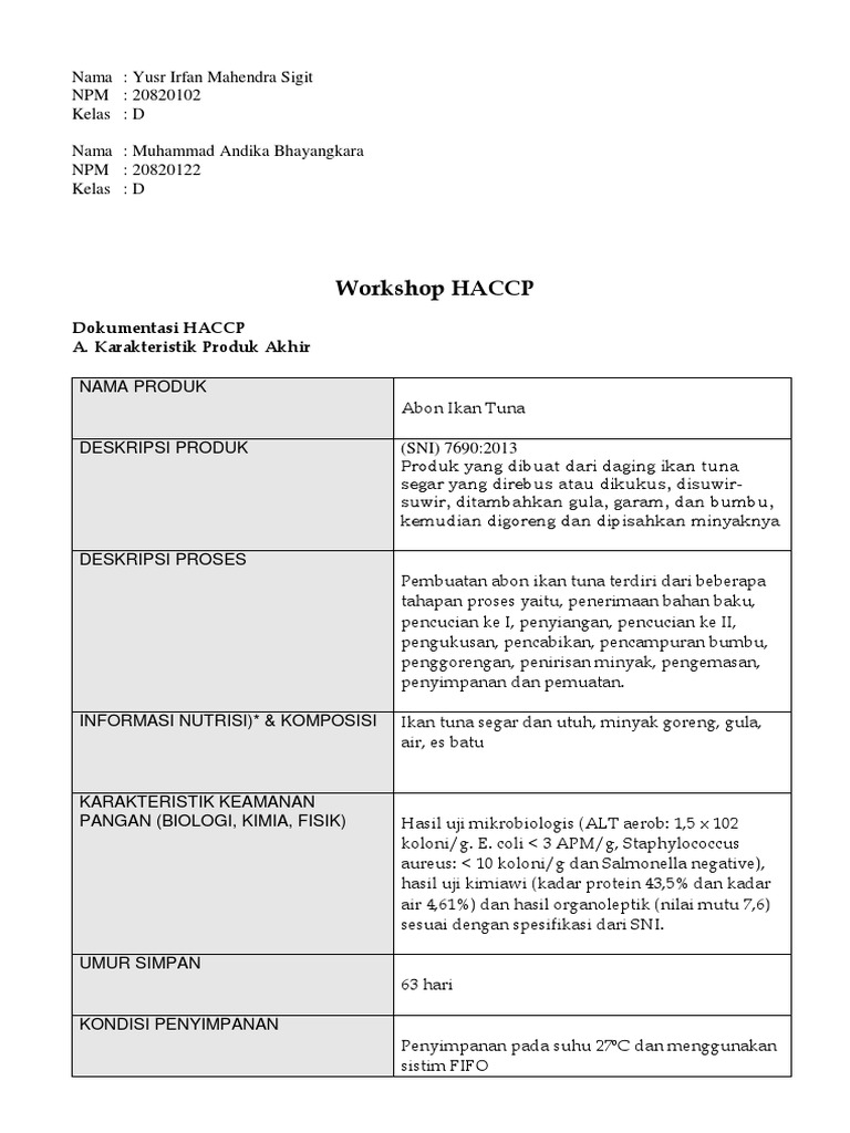Workshop HACCP With Action Criteria - 20820102dan 20820122 | PDF