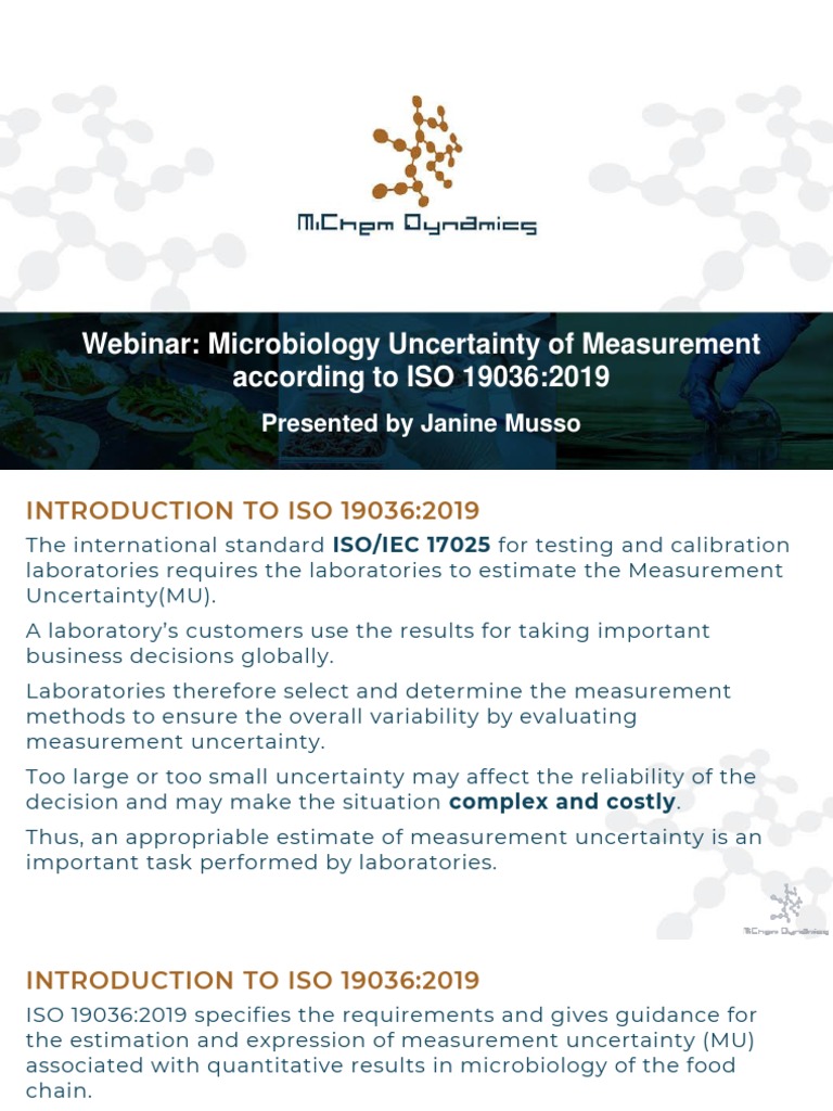 Microbiology Uncertainty of Measurement According To ISO 19036-Mat ...