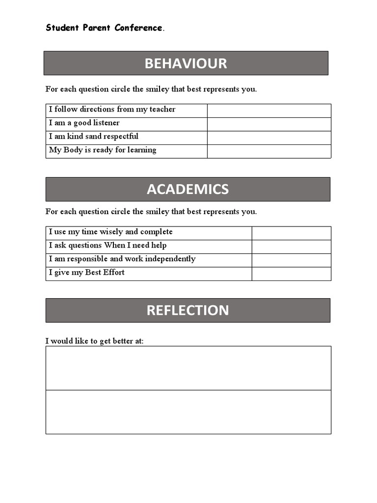 Student Parent Conference Feedback Form | PDF