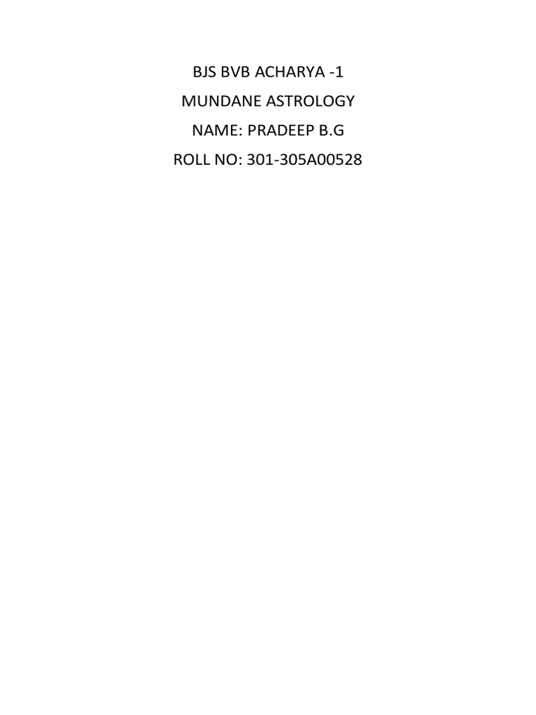 Vedic Insights on Mundane Astrology | PDF