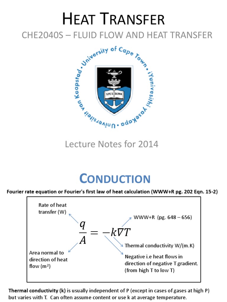 CHE2040 Heat Transfer Notes Typed 2014 | PDF | Heat Transfer | Thermal ...