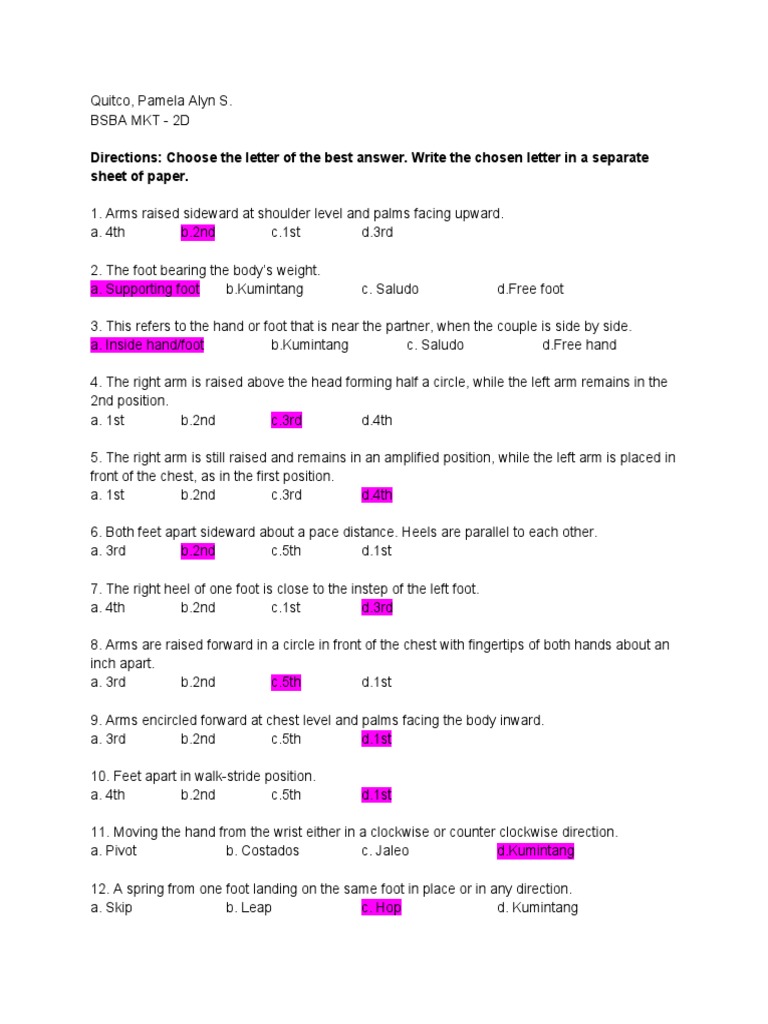 Folk Dance Steps and Patterns Quiz | PDF | Rhythm And Meter | Musical ...