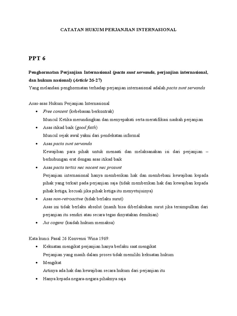 Catatan Hukum Perjanjian Internasional | PDF | Politik