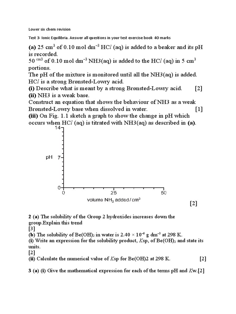 Test 3 Ionic Equilibria Pdf Buffer Solution Acid 2188