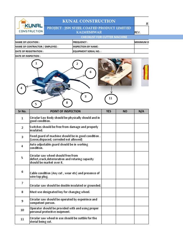 Cutter Machine Checklist KC | PDF | Electricity | Manufactured Goods