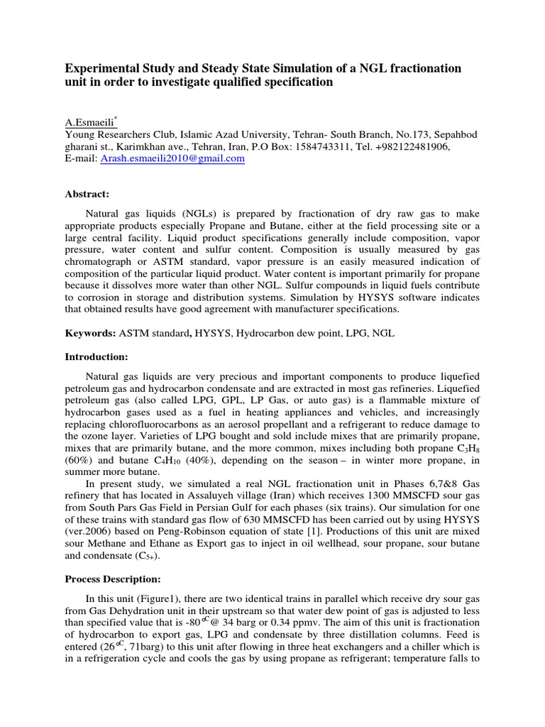 NGL Fractionation - Full Paper | PDF | Propane | Liquefied Petroleum Gas