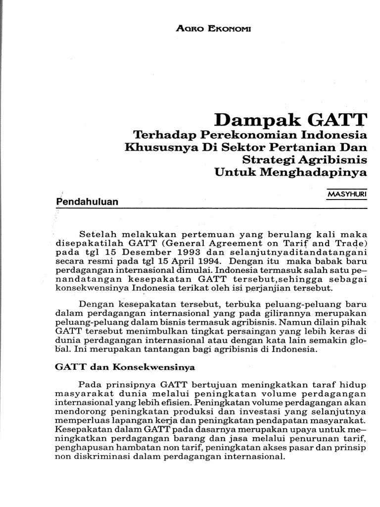 Dampak GATT Terhadap Perekonomian Indonesia Khusus | PDF