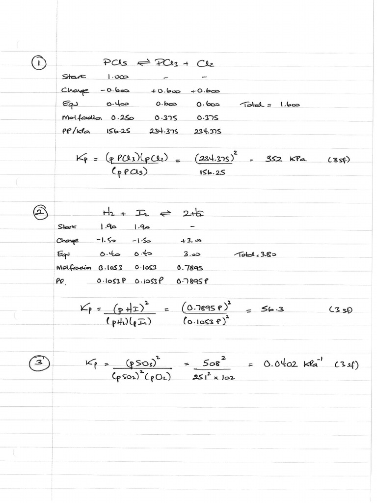 Chemsheets A2 1080 (Kp Problems) ANS | PDF
