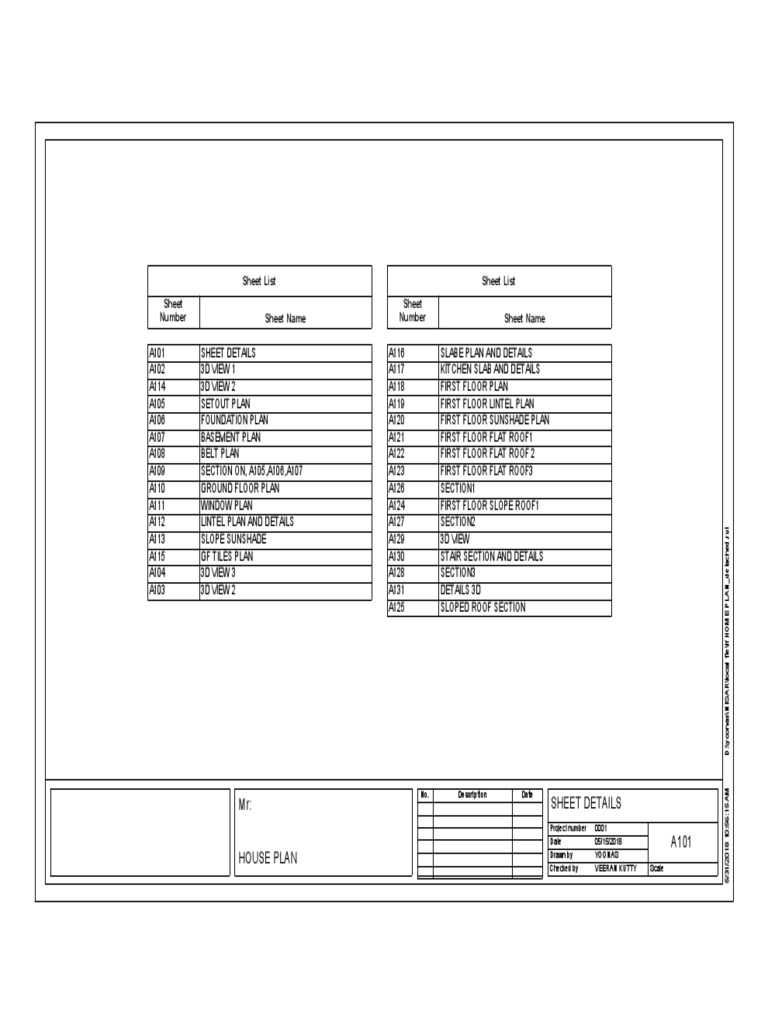 House Plan and Sheet Details A101 | PDF