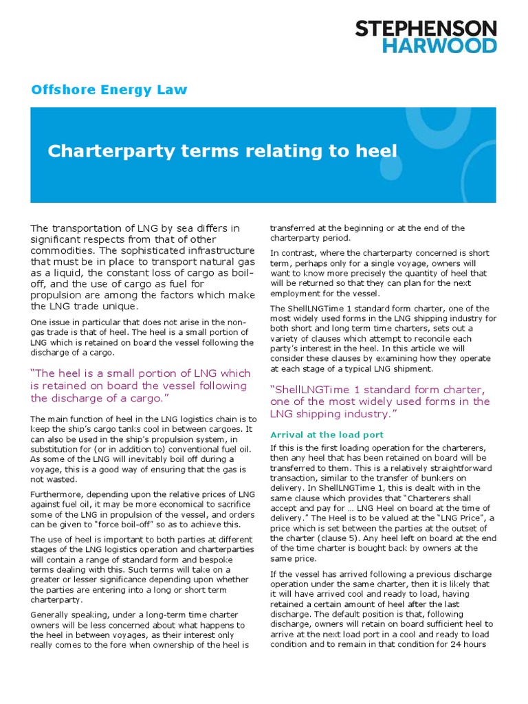 LNG Charterparty Terms on Heel | PDF