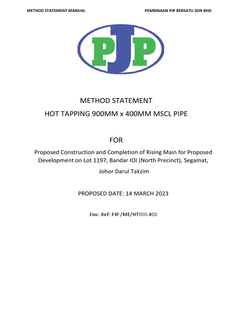 Hot Tapping Method for 900mm Pipe | PDF | Home & Garden