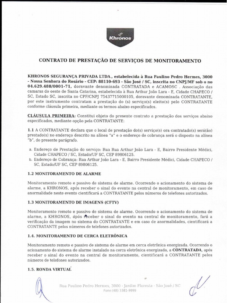 2253558 Contrato Prestacao de Servicos Monitoramento | PDF