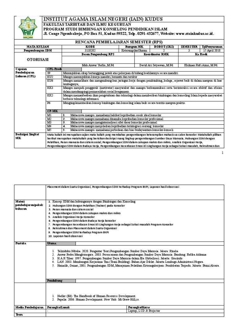 RPS Pengembangan SDM | PDF