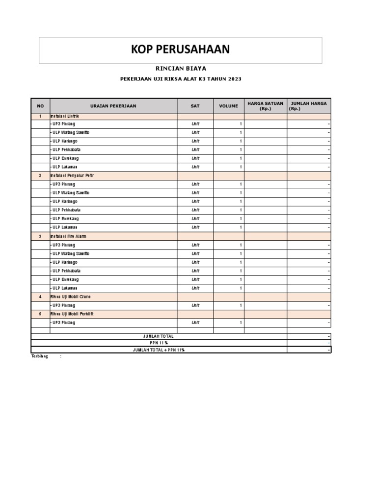 Form Rab Penawaran Riksa Uji | PDF