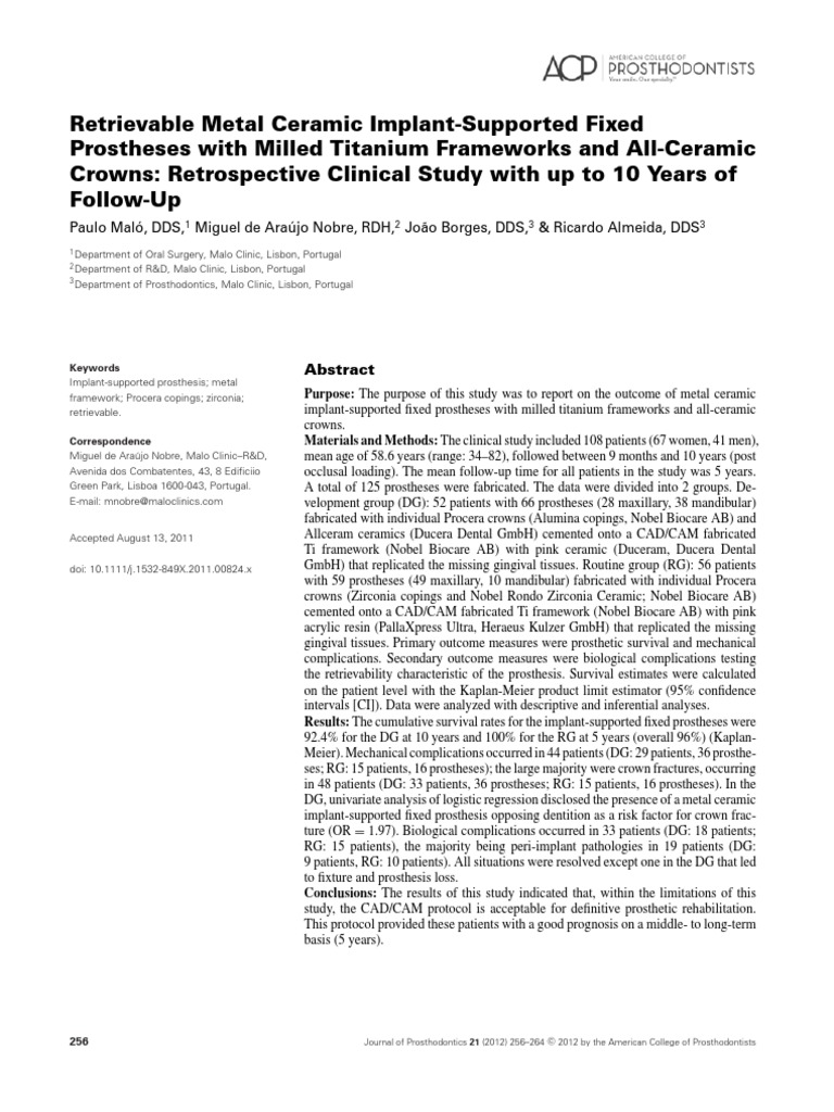 04.retrievable Metal Ceramic Implant-Supported Fixed Prostheses | PDF ...