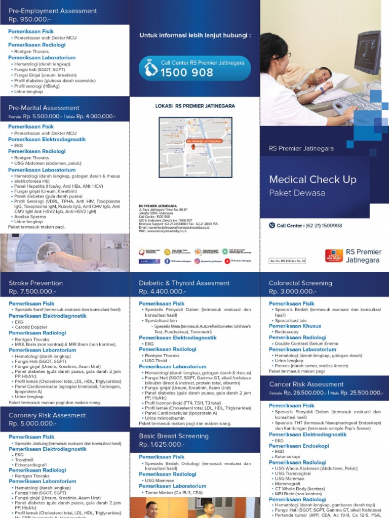 Brosur Medical Check Up Dewasa Rs Premier Jatinegara 2 | PDF