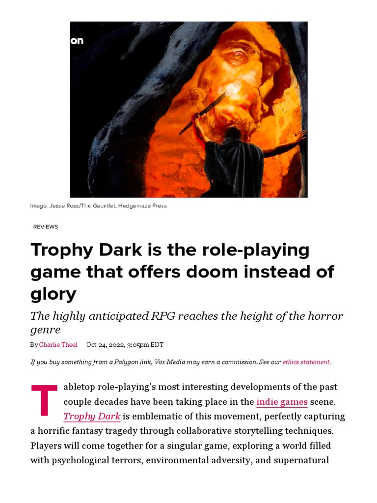 Trophy Dark Is The Role-Playing Game That Offers Doom Instead of Glory - Polygon | PDF