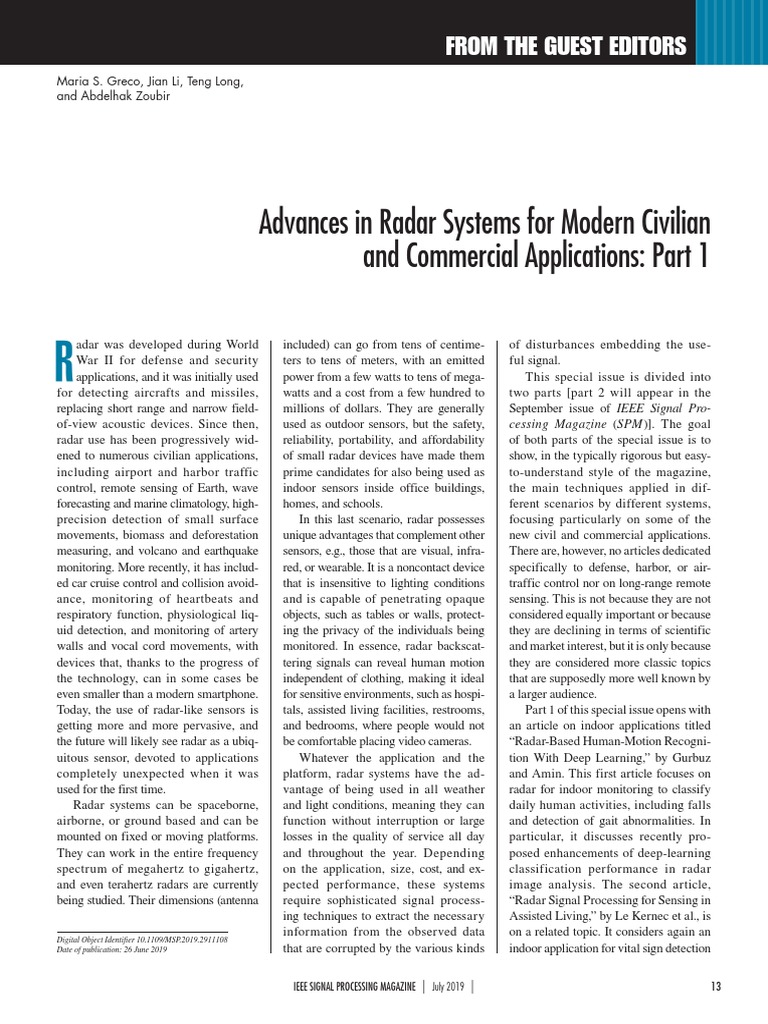 Advances in Radar Systems For Modern Civilian and Commercial ... Advances in Radar Systems For Modern Civilian and Commercial ...