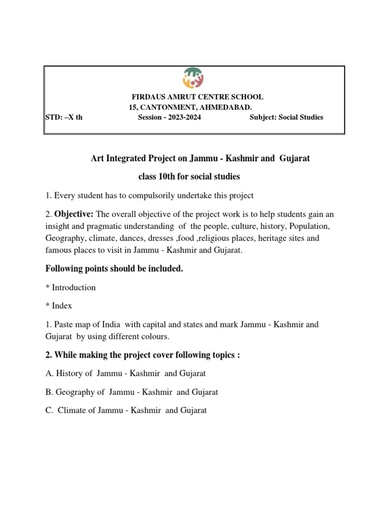 10th Art Integrated Project-1 | PDF