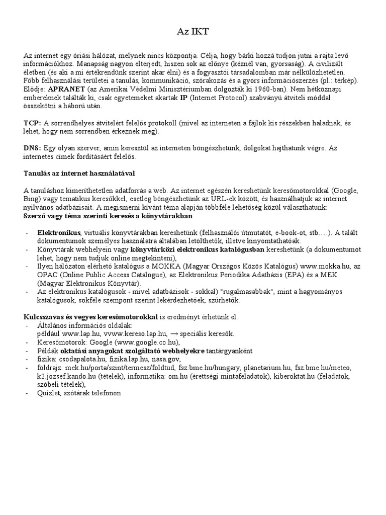 Az IKT | PDF