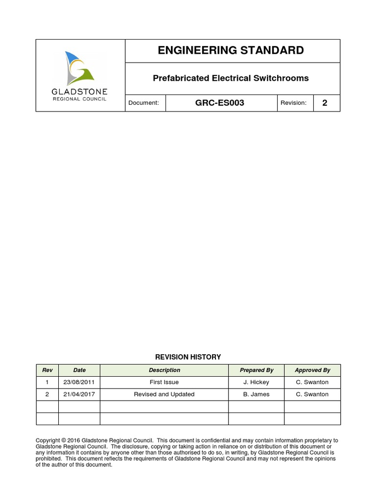 GRC-ES003 - r2 - Prefabricated Electrical Switchrooms | PDF | Door | Wall