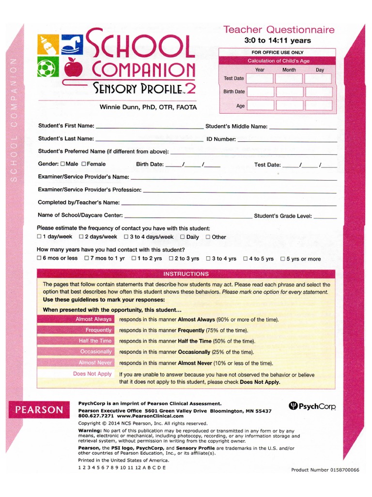 Sensory Profile School Companion | PDF
