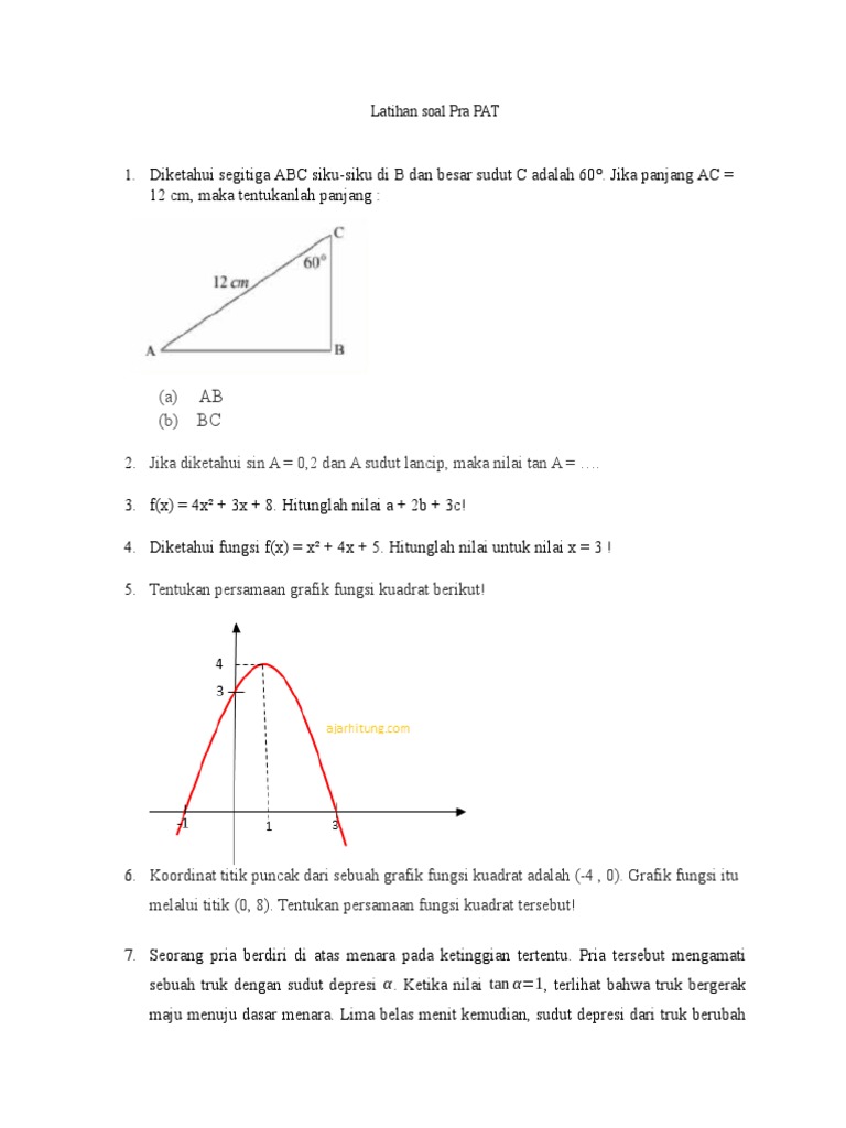 Latihan Soal Pra PAT Kelas X | PDF