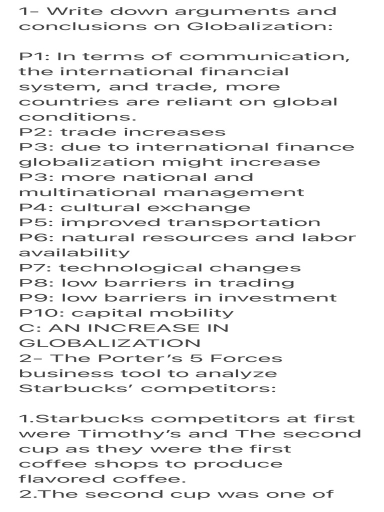 1 Write Down Arguments And Conclusions On Globalization 2 Pdf